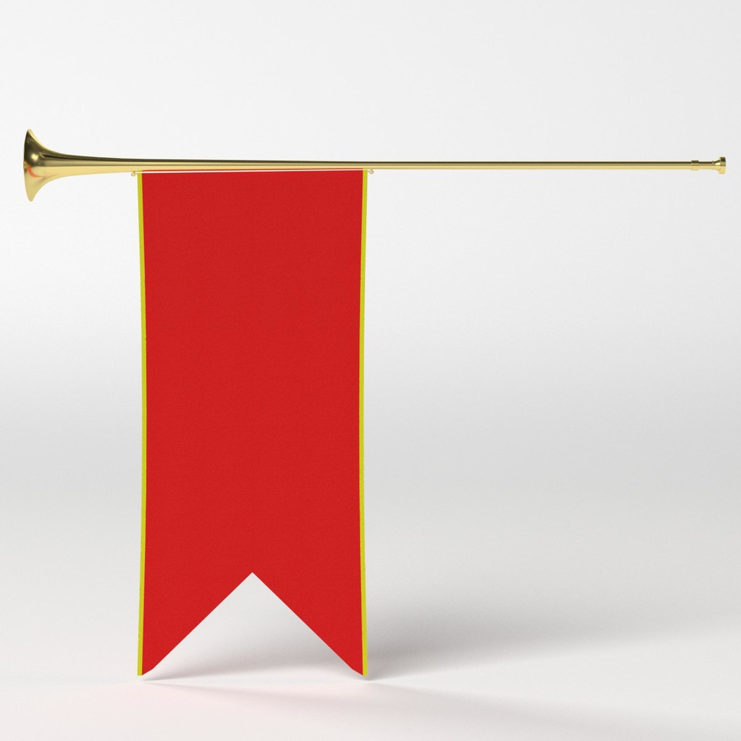 modelo 3d Trompeta heráldica medieval con una pancarta. - TurboSquid ...