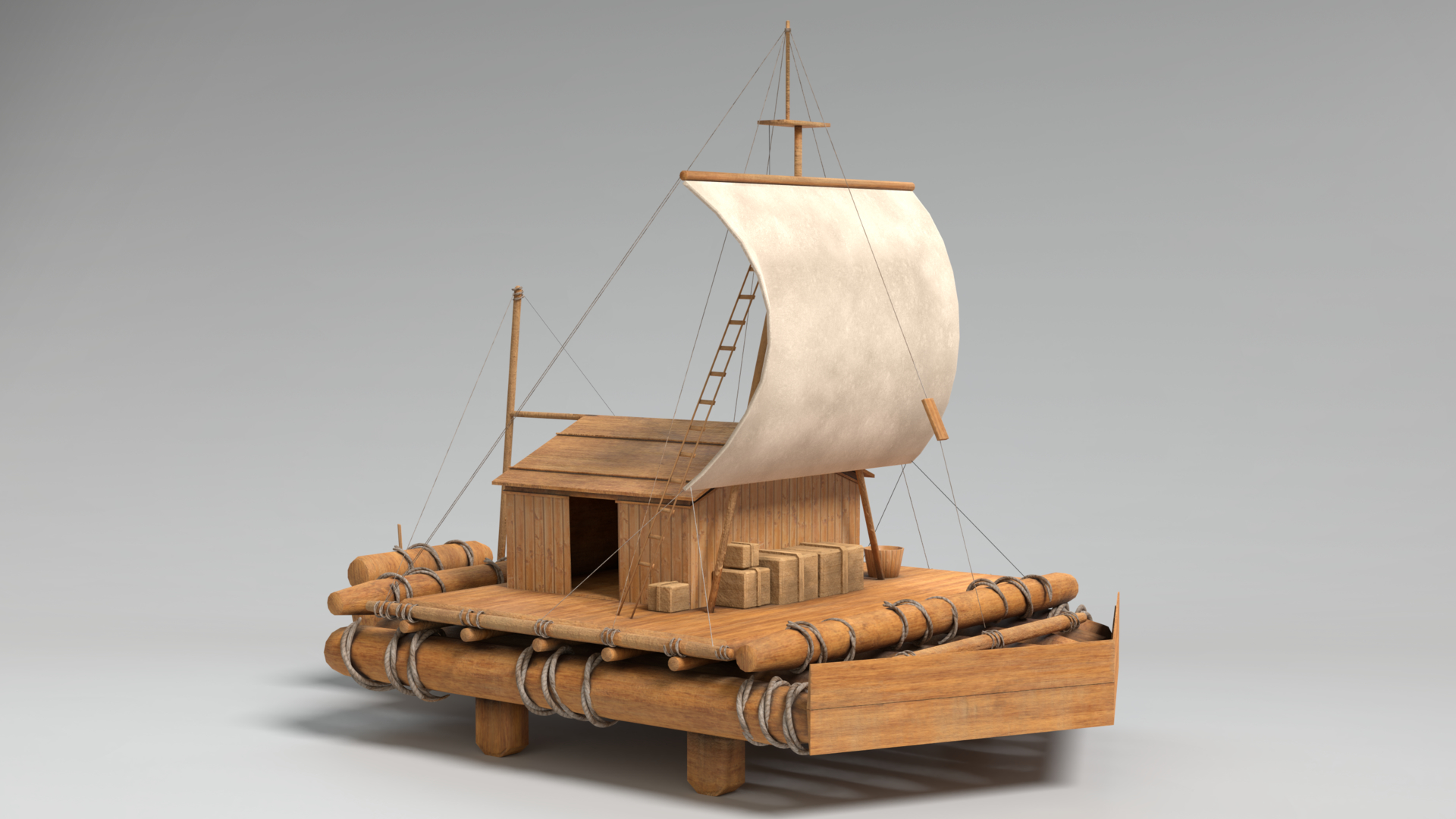 Wood raft 3D model - TurboSquid 1508546