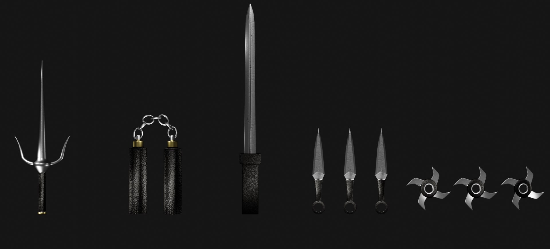 Ninja weapons 3D model - TurboSquid 1509334
