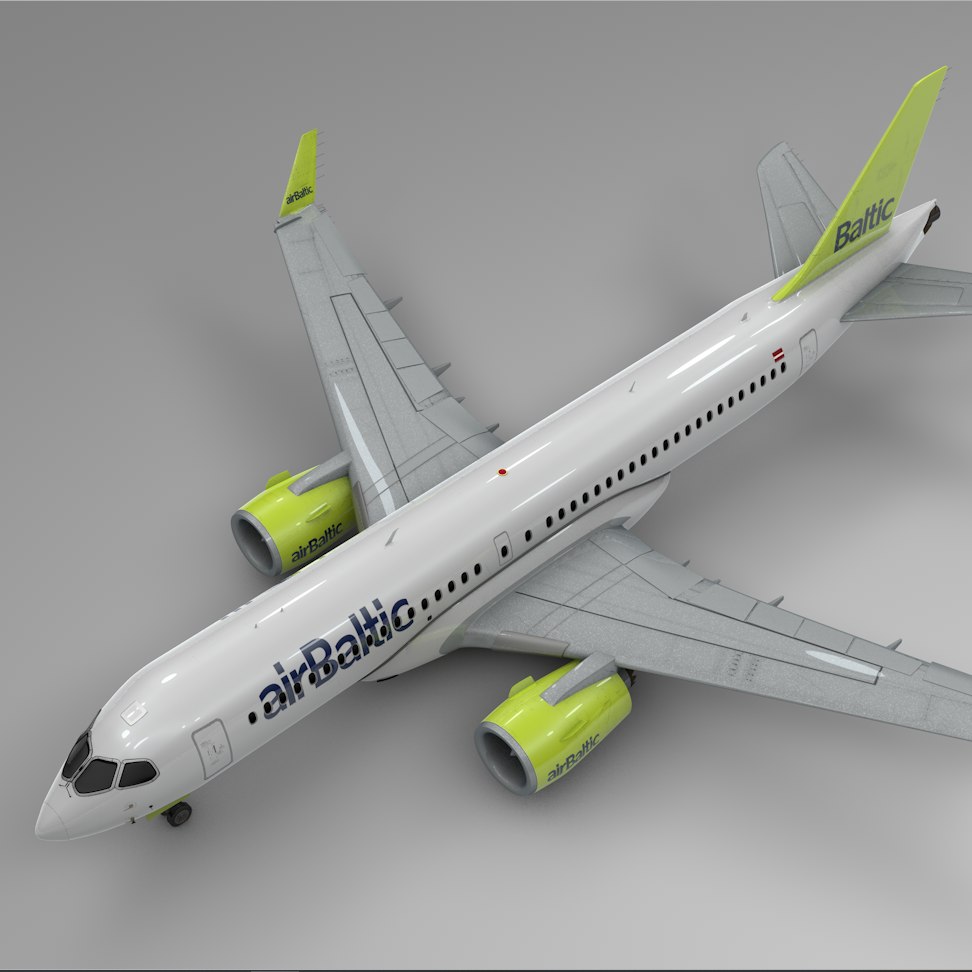 Air baltic airbus a220-300 3D model - TurboSquid 1509432