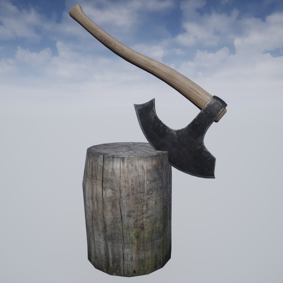 Medieval axe stump set 3D - TurboSquid 1509655