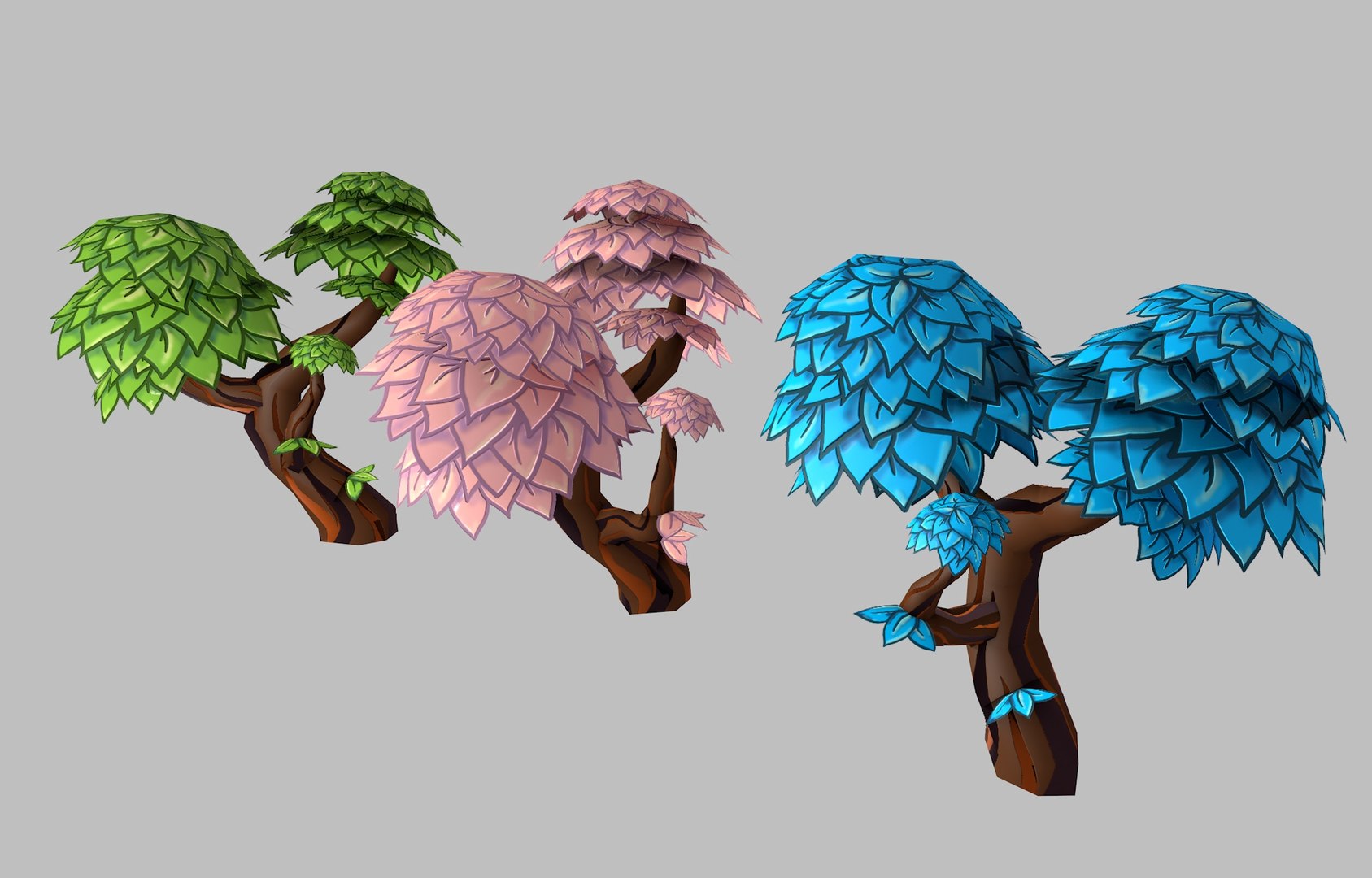 3D stylized cartoon tree set model - TurboSquid 1509705