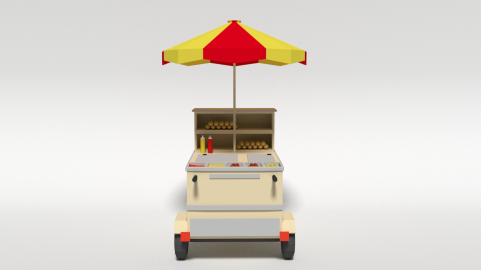3d модель Низкополигональная мультяшная тележка для хот догов Turbosquid 1509821