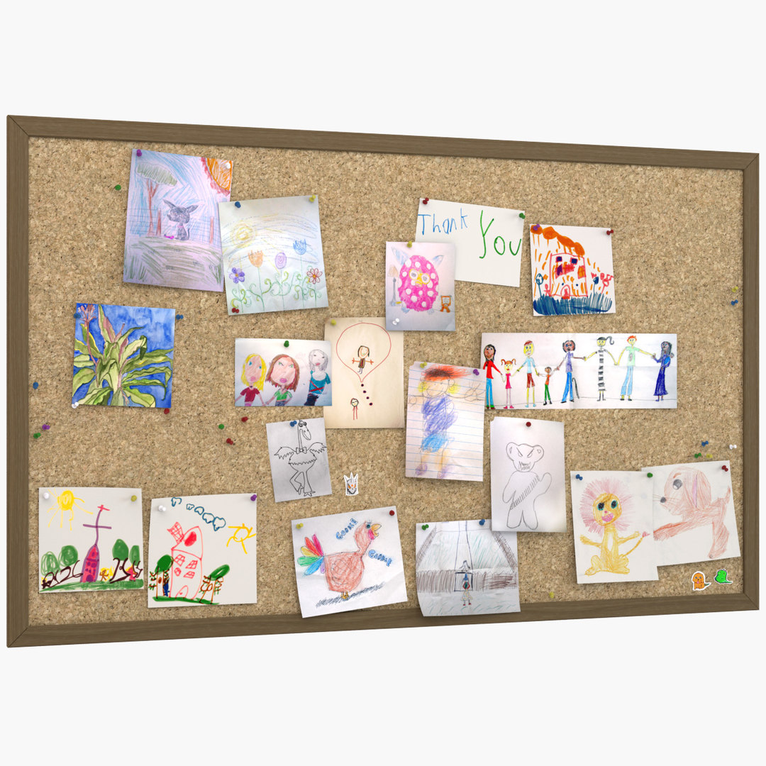 Kid s drawings pinboard model - TurboSquid 1510904