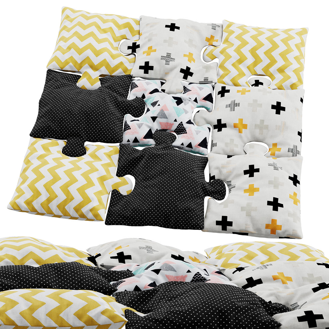 Puzzle pillows 3D model - TurboSquid 1510885