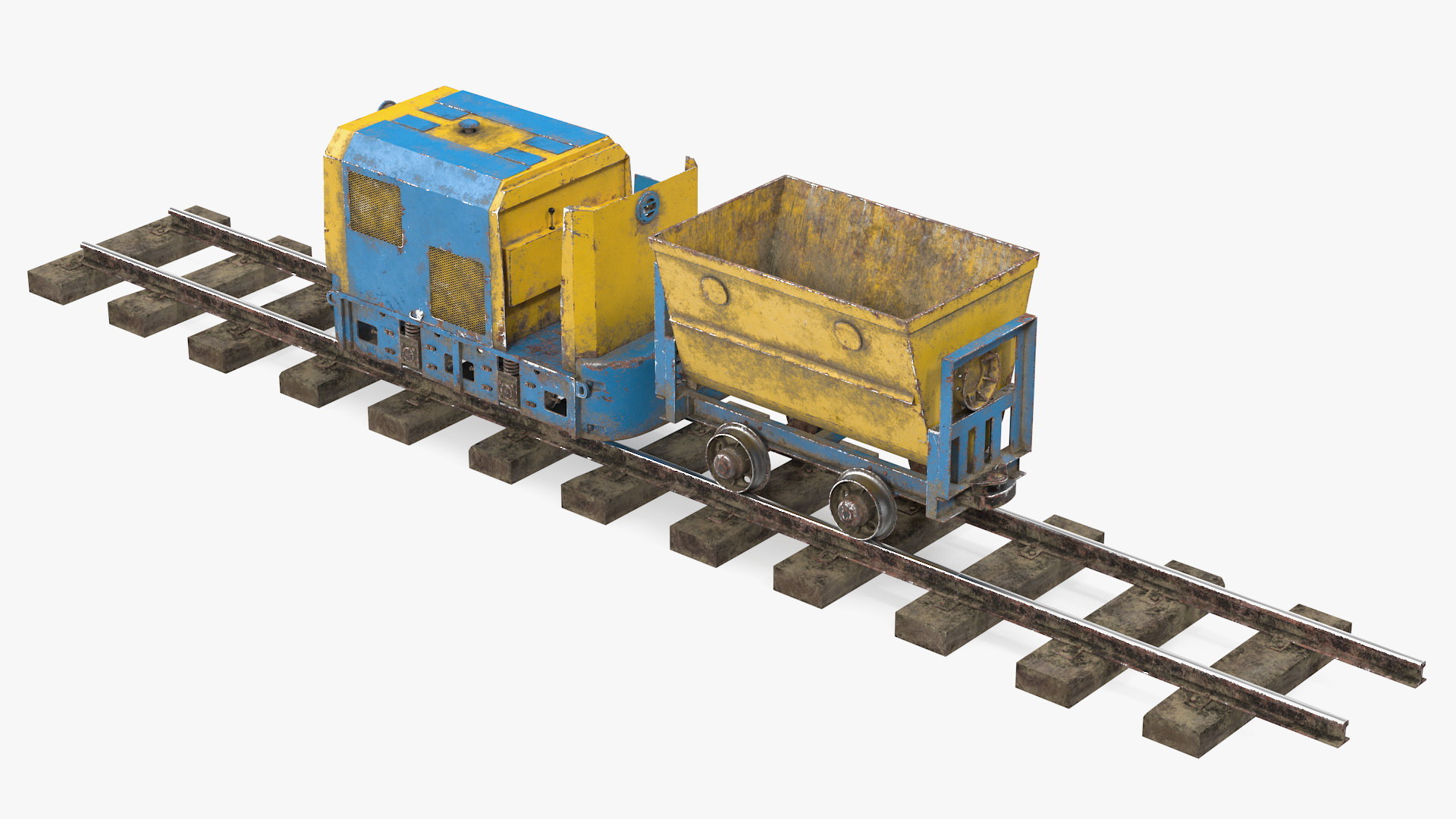 3D mining locomotive minecart railway - TurboSquid 1511236