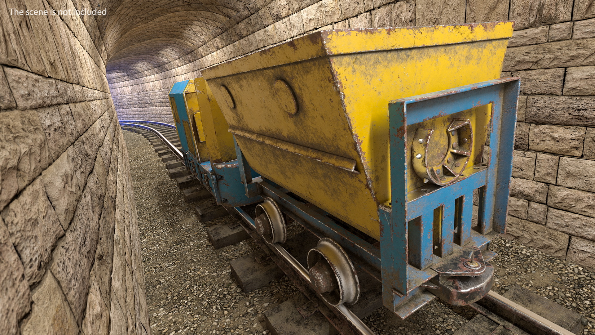 Mining Locomotive with Minecart on Railway Section Dusty Modelo 3D ...