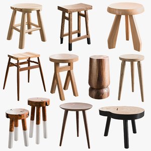 3d wooden bar stool wood model