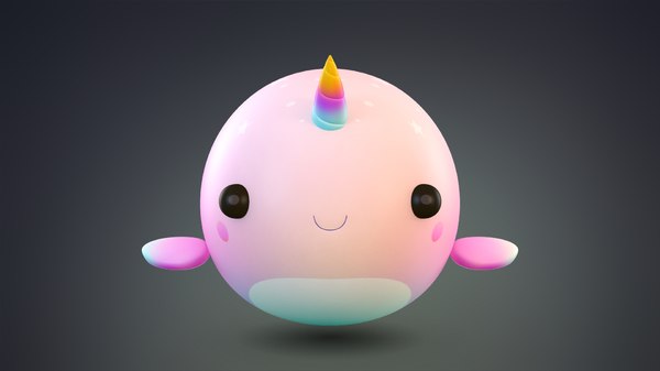 3D cute cartoon narval - TurboSquid 1508777