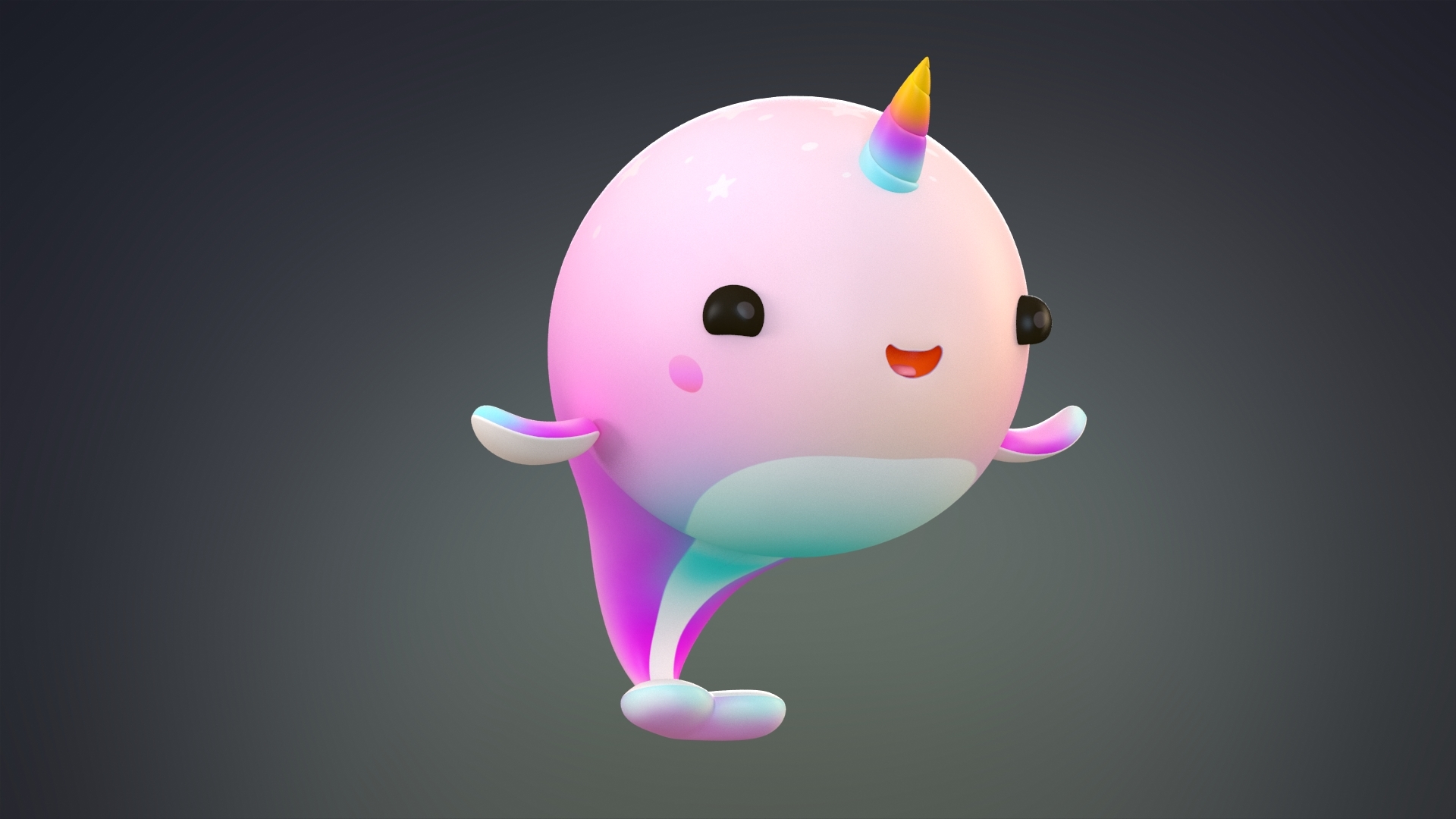 3D cute cartoon narval - TurboSquid 1508777