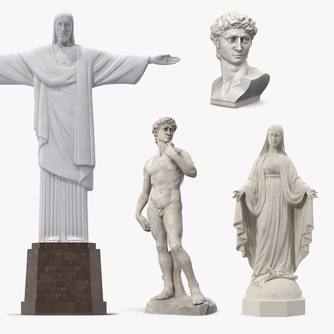 3D stone statues 3 model - TurboSquid 1512577