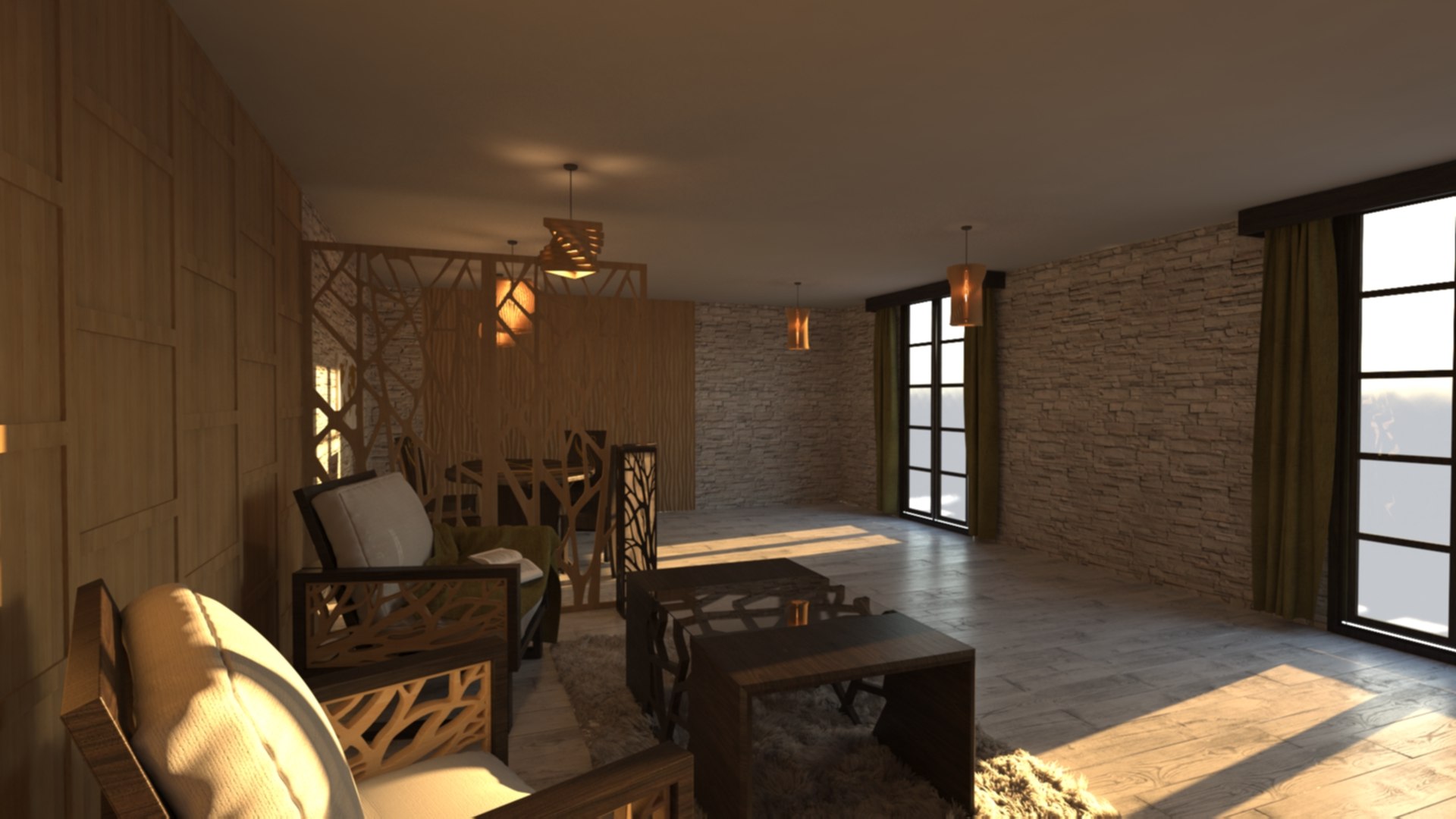 3D rustic living room model - TurboSquid 1512594