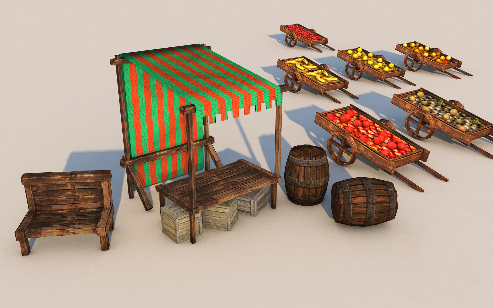 Medieval market stall model - TurboSquid 1512900