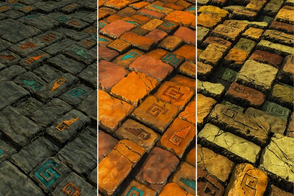 3d historical aztec stone wall