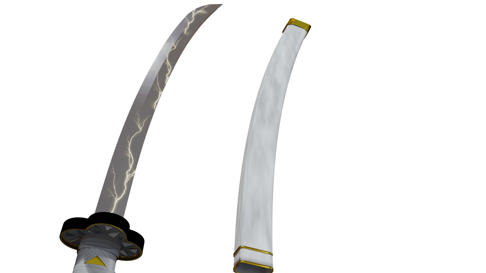 Katana demon slayer zenitsu 3D model - TurboSquid 1513974