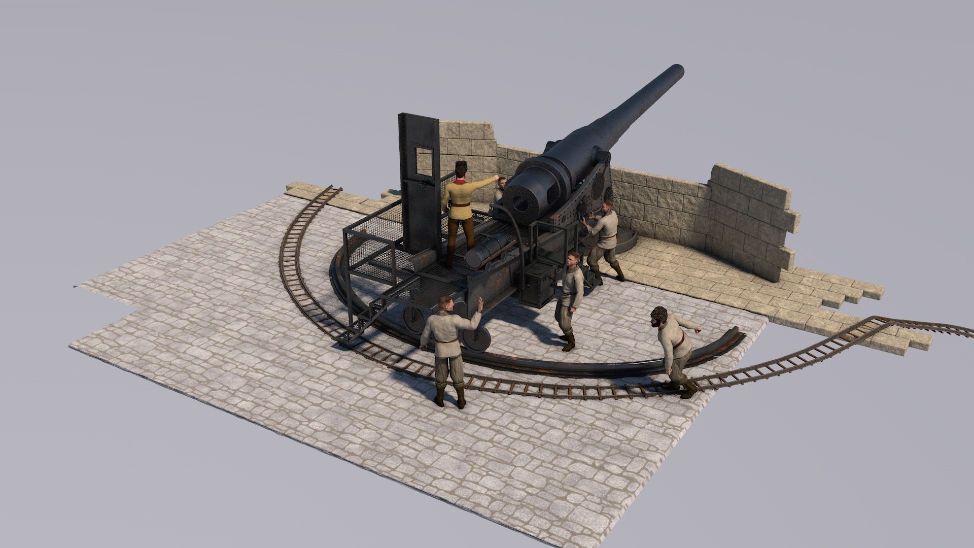 Artillery battery krupp 3D model - TurboSquid 1514349