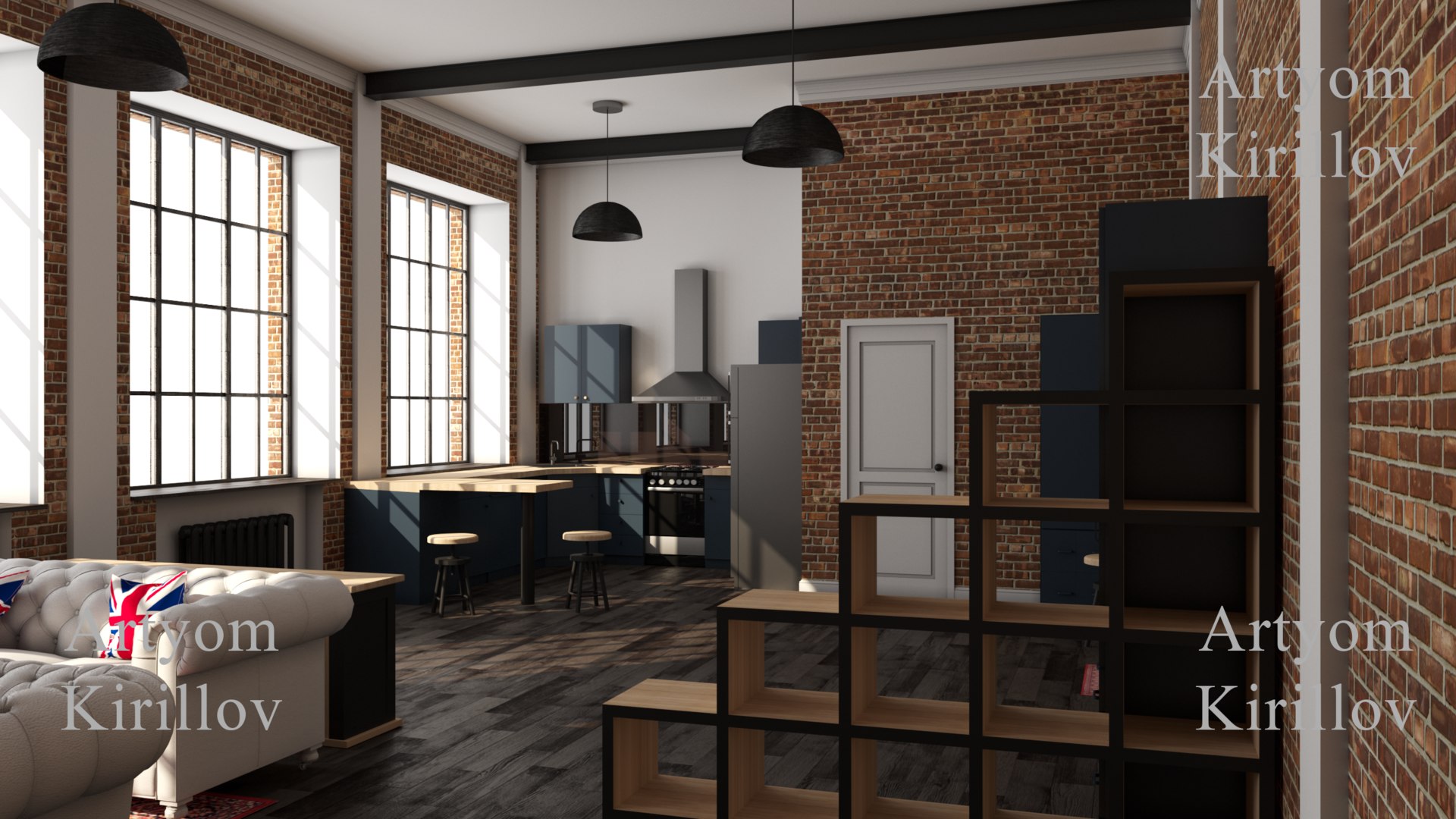 3D loft interior design room - TurboSquid 1514576