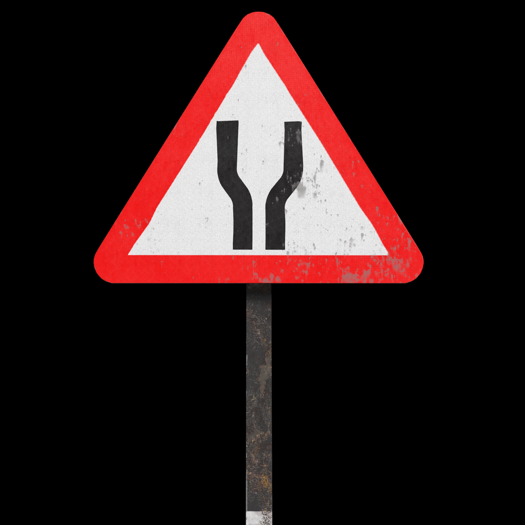 3D road widens ahead roadsign - TurboSquid 1515600