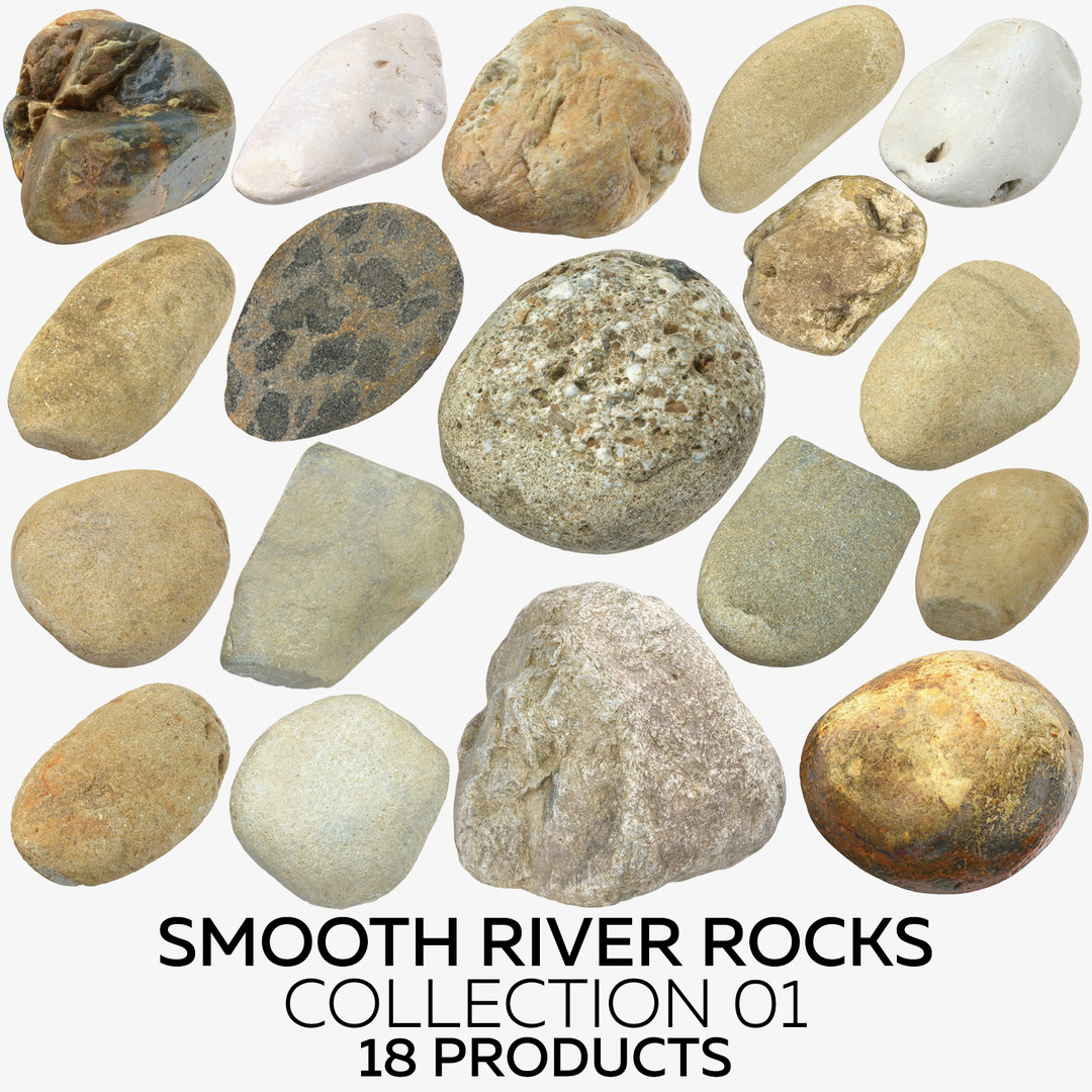 Smooth river rocks 01 3D model - TurboSquid 1515742