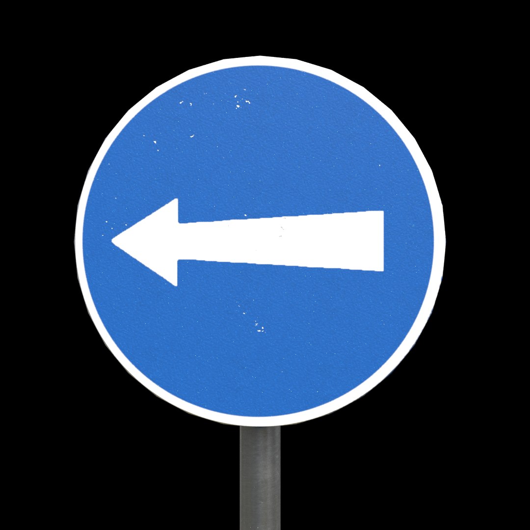 3D compulsory turn left roadsign model - TurboSquid 1516045