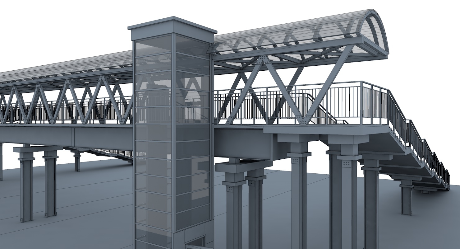 Steel pedestrian bridge 3D - TurboSquid 1516143