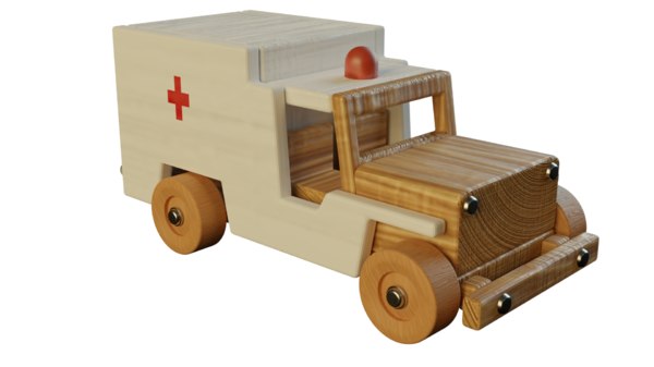 3D wood toy ambulance car - TurboSquid 1516236