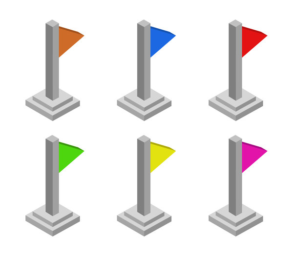 Shapes Encapsulated Postscript isometric flag illustration