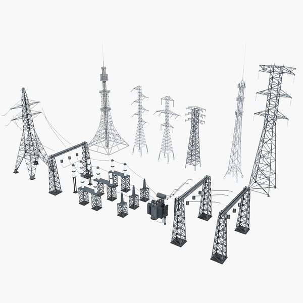 3d tower electricity pylon uk
