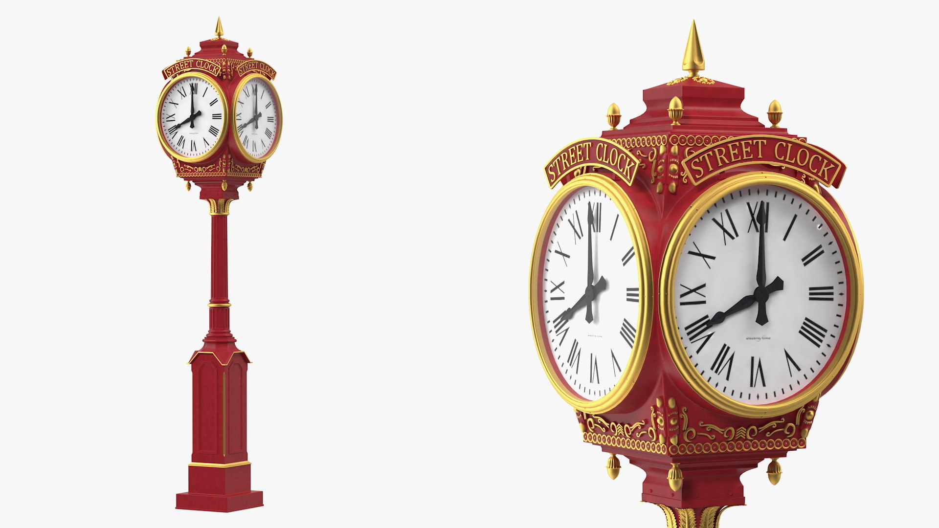 City street clock red 3D model - TurboSquid 1518878