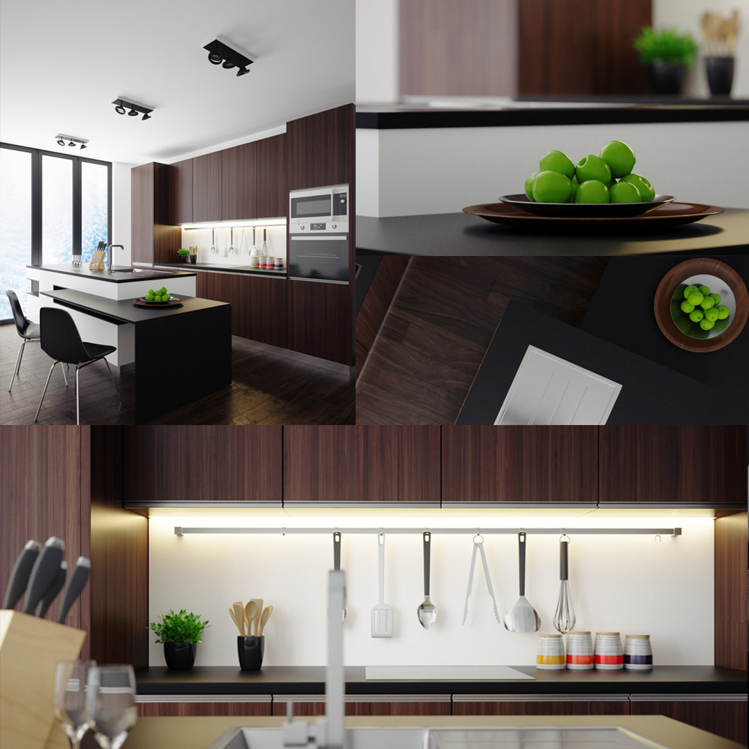 3D render scene modern kitchen - TurboSquid 1519902