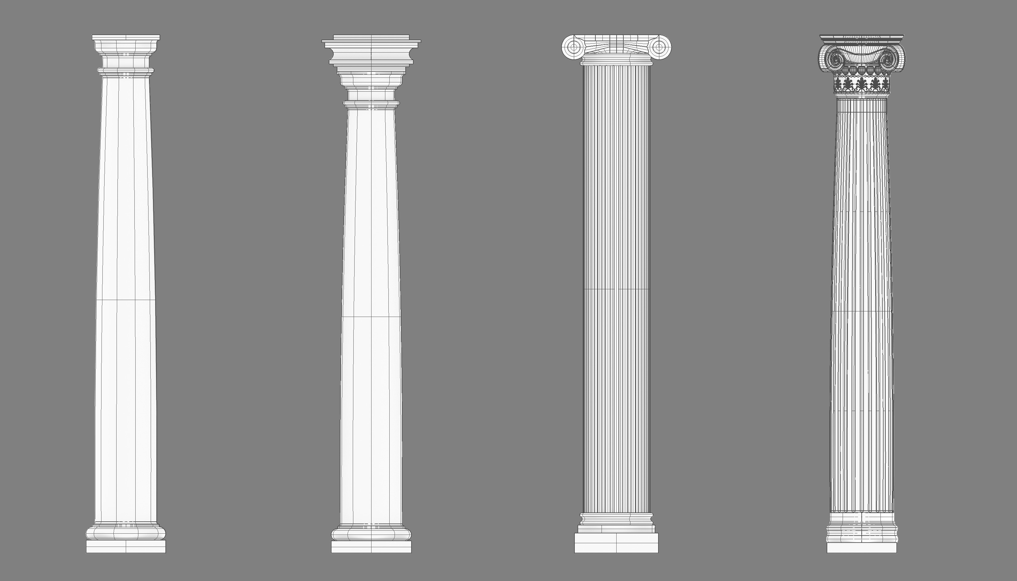 Colonial columns 3D model - TurboSquid 1520464