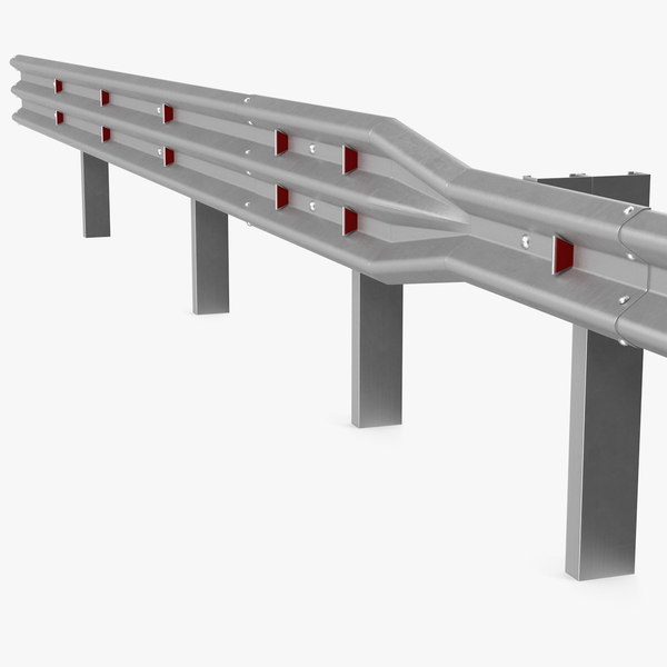 Galvanized highway guardrail barrier 3D model - TurboSquid 1520958