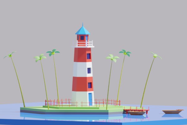low-poly light tower 3d model