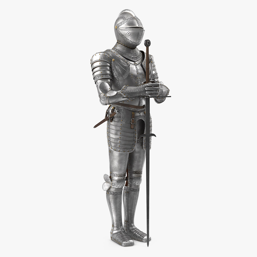 Medieval Knight Plate Armor standing with Zweihander 3D 모델 - TurboSquid ...
