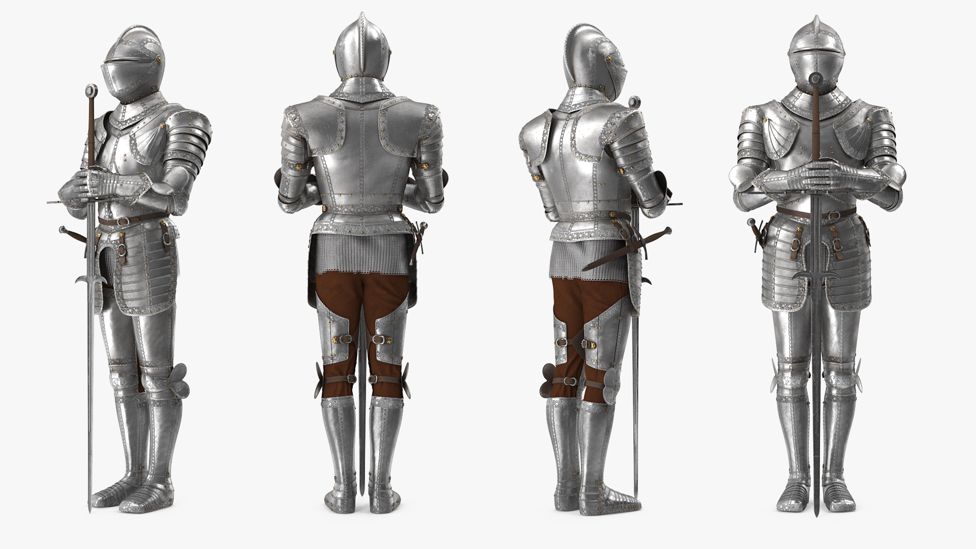 Medieval Knight Plate Armor standing with Zweihander Modelo 3D ...