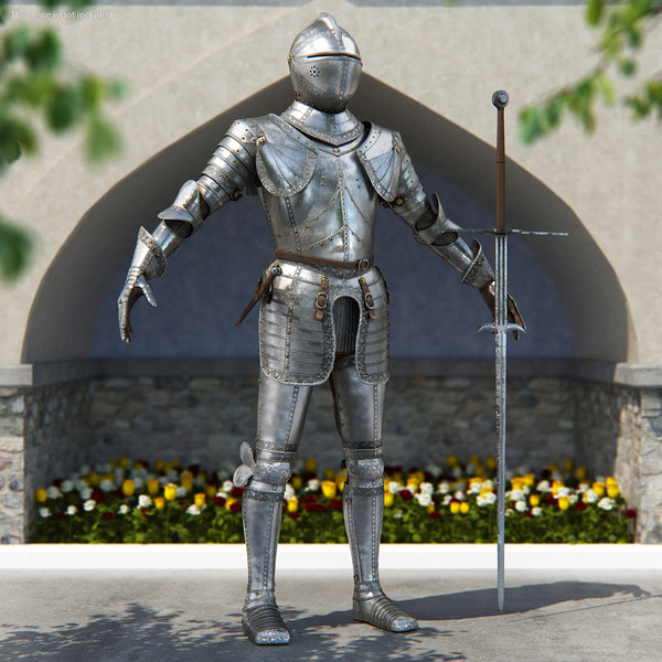 modèle 3D de Armure de plaques de chevalier médiéval avec pose en T ...