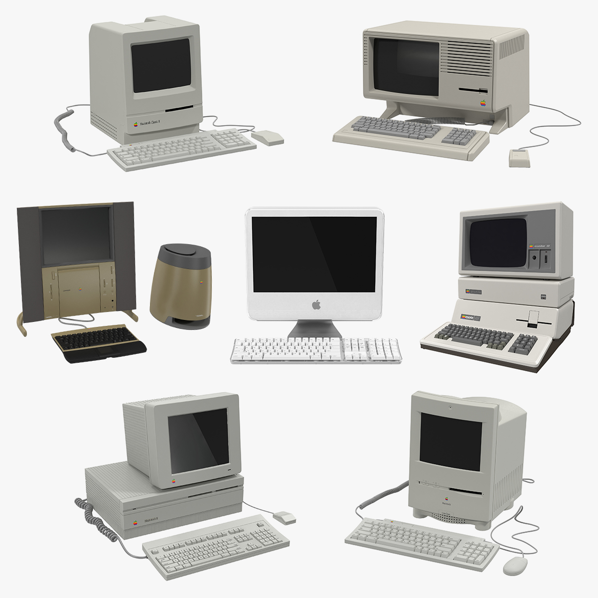3D retro apple computers 2 model - TurboSquid 1521442
