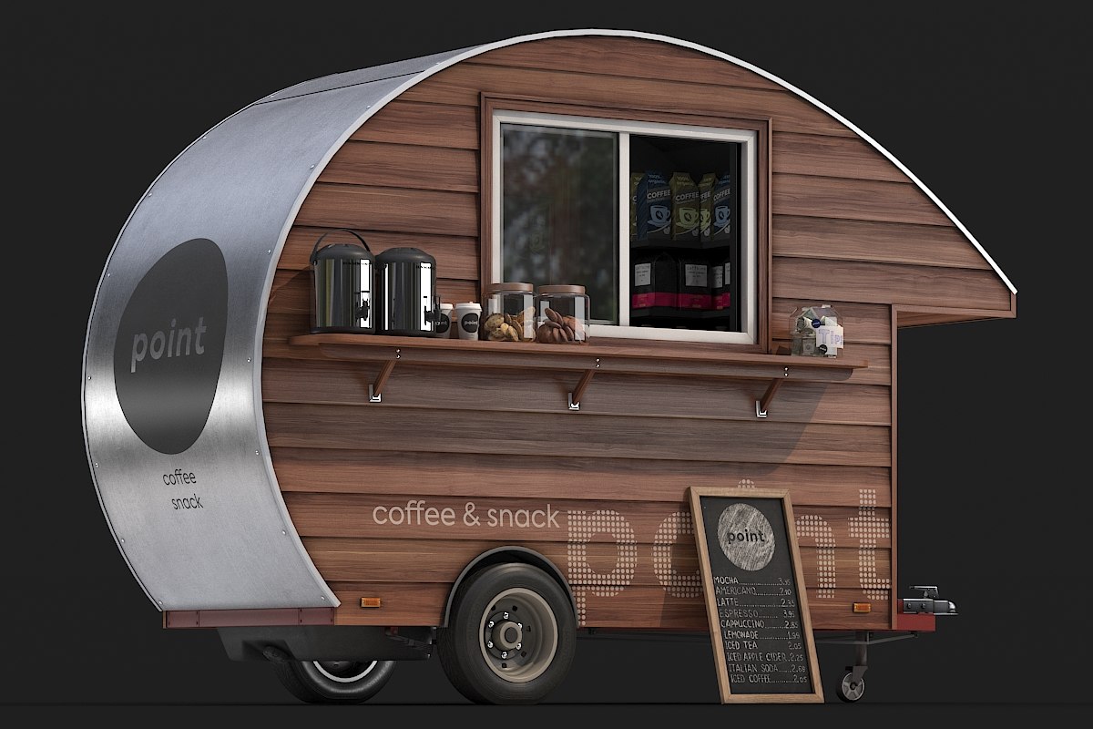 3D model wooden food trailer 3 - TurboSquid 1521508