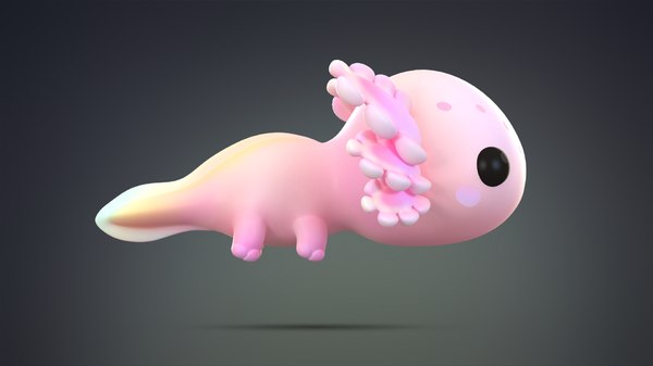 3D model cute cartoon axolotl - TurboSquid 1522226