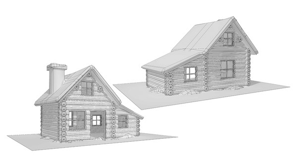 3D model stylized winter log cabin - TurboSquid 1522638
