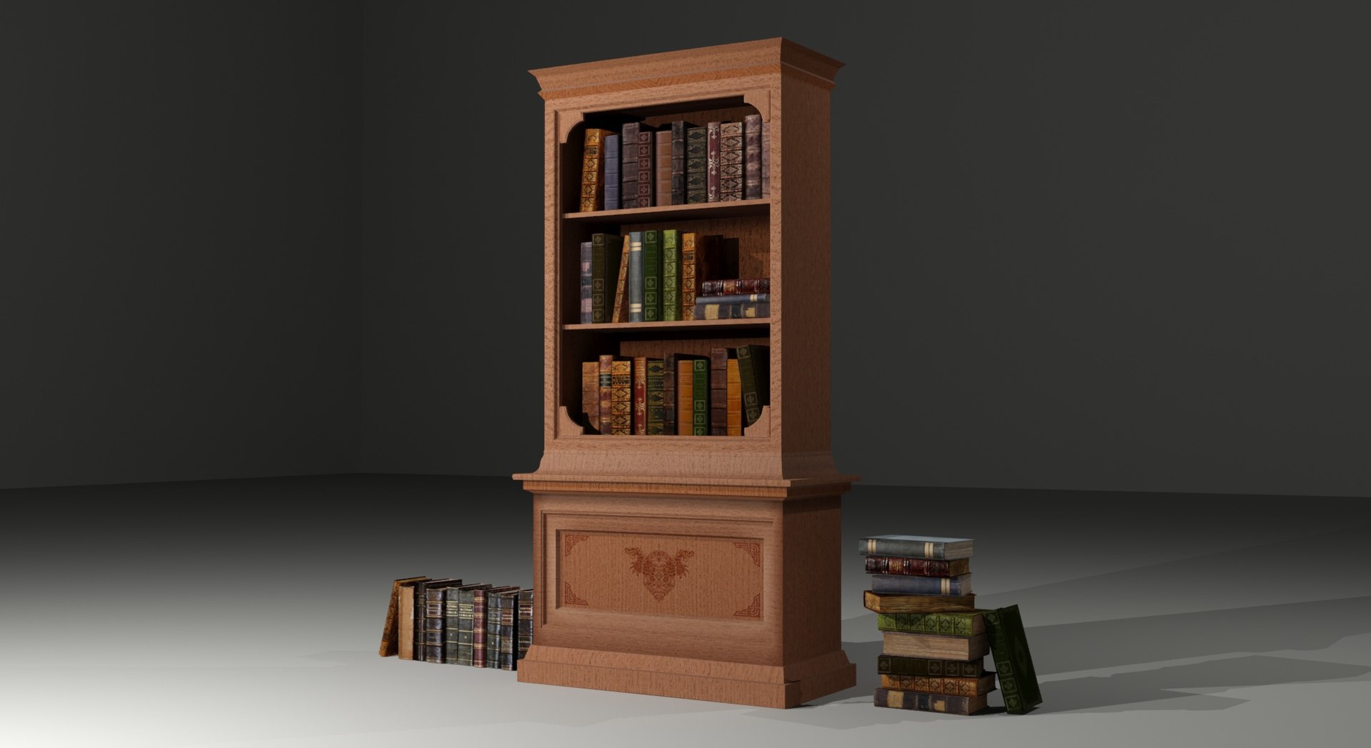 3D bookcase books model - TurboSquid 1522900