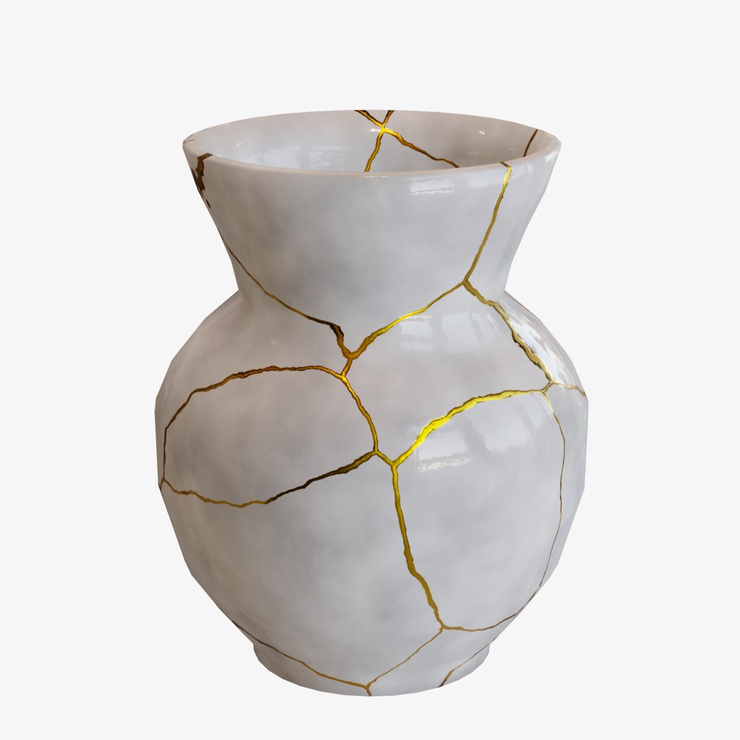 3D model white vase kintsugi - TurboSquid 1523017