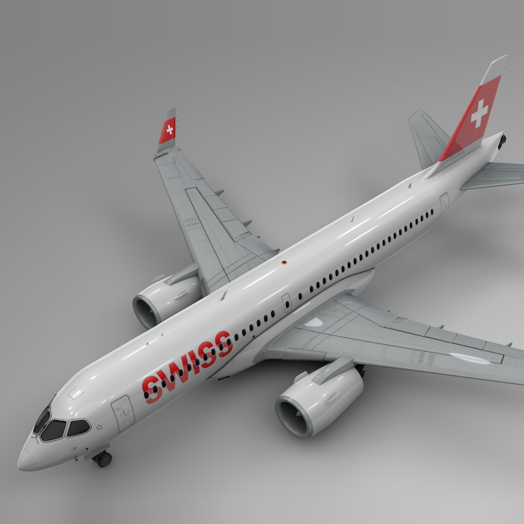 Swiss air airbus a220-300 model - TurboSquid 1524229