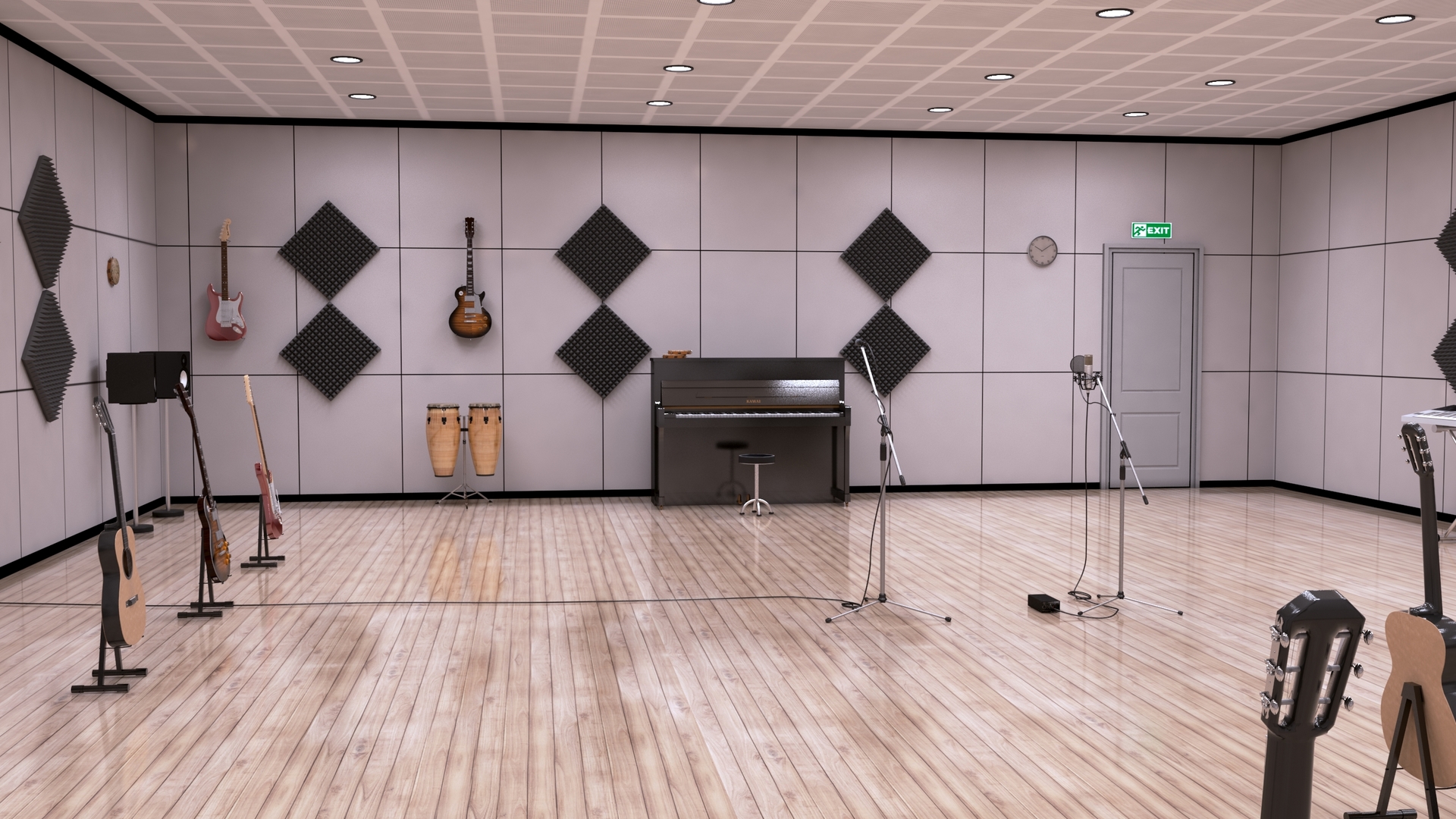 3D music practice room studio model - TurboSquid 1524664