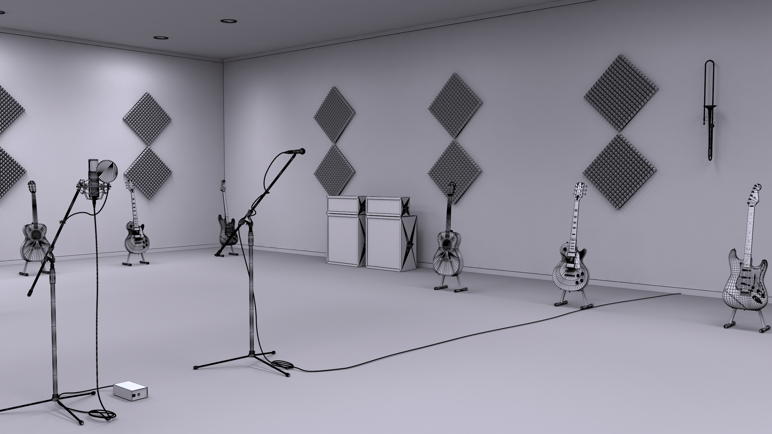 3D music practice room studio model - TurboSquid 1524664
