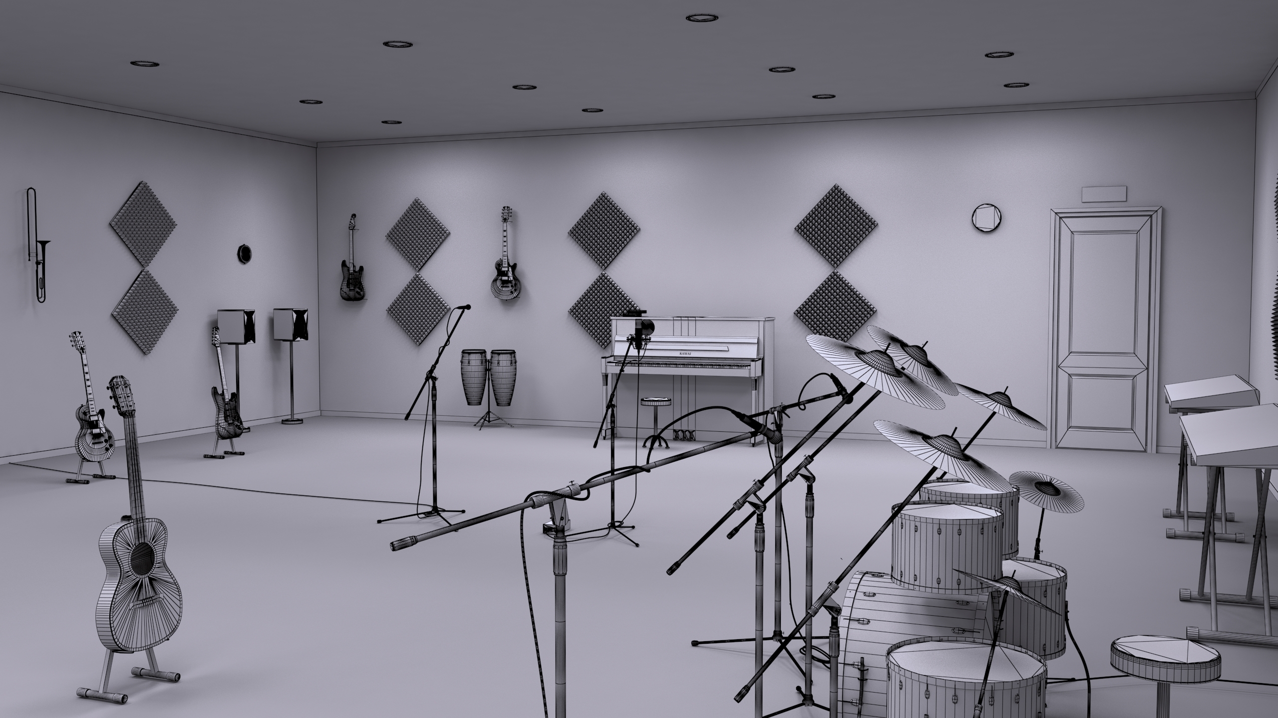 3D music practice room studio model - TurboSquid 1524664