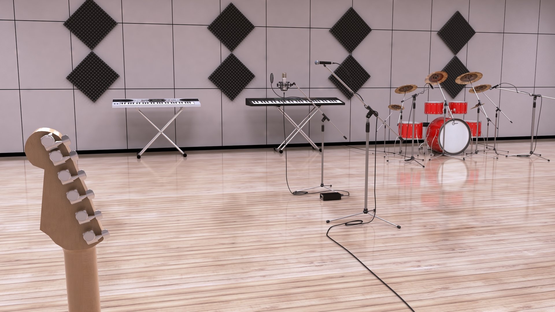 3D music practice room studio model - TurboSquid 1524664