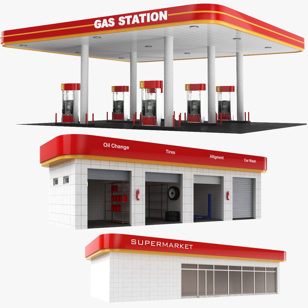 3D real gas station buildings - TurboSquid 1526157