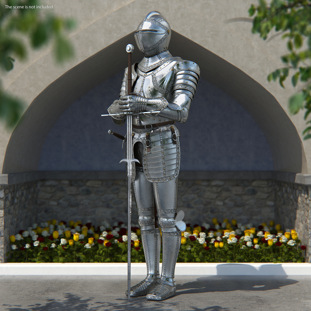 Polished Knight Plate Armor em pé com Zweihander Modelo 3D - TurboSquid ...