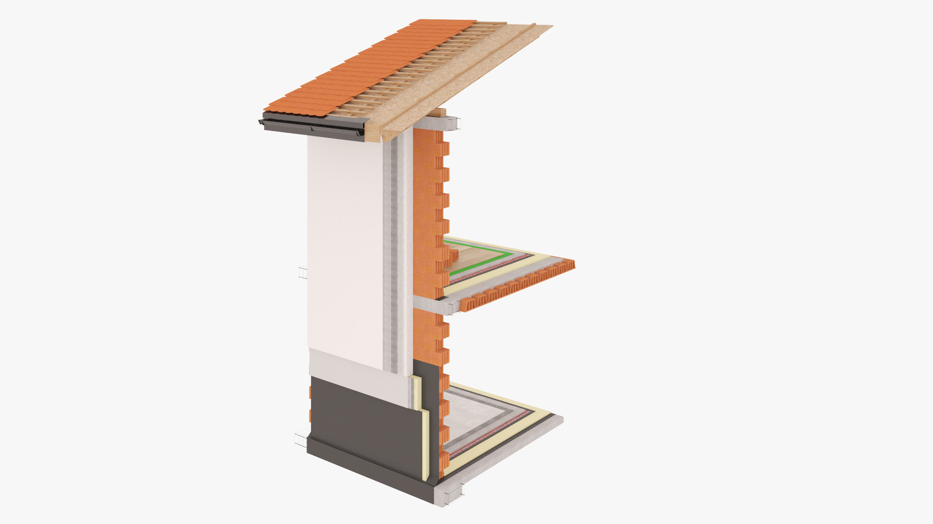 Wall section 3D - TurboSquid 1529324